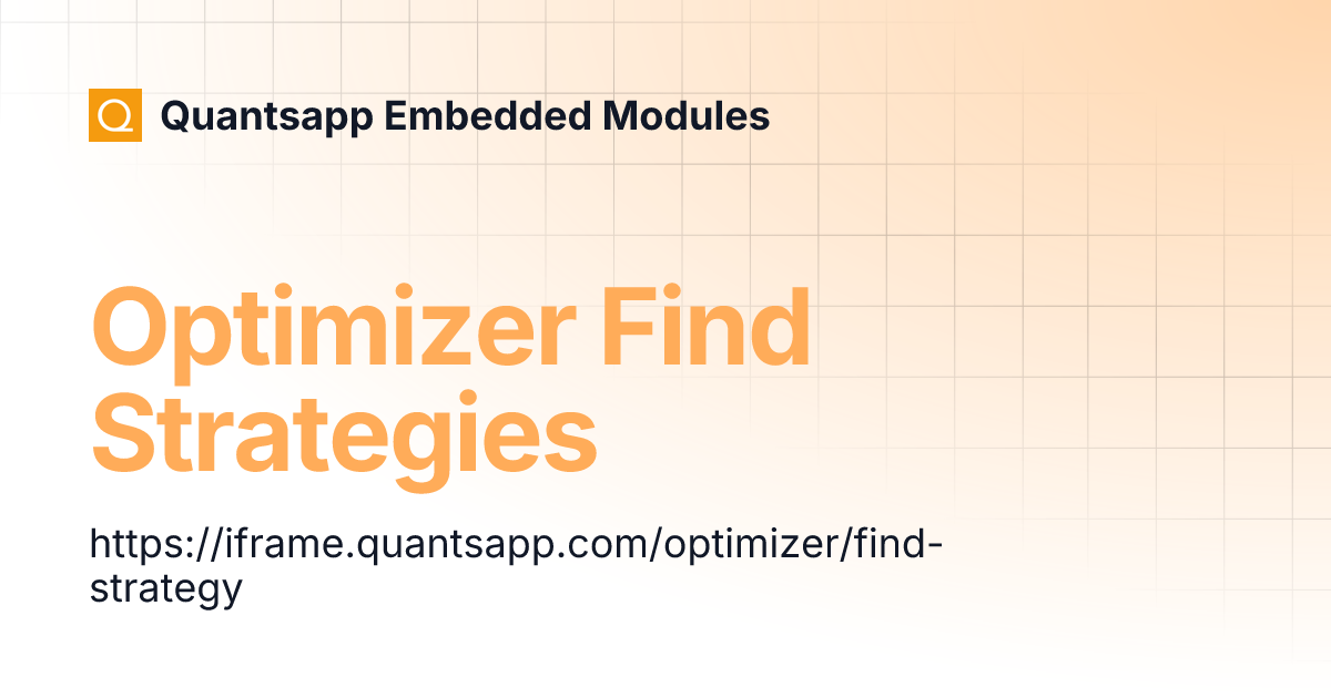 Optimizer Find Strategies | Quantsapp Embedded Modules